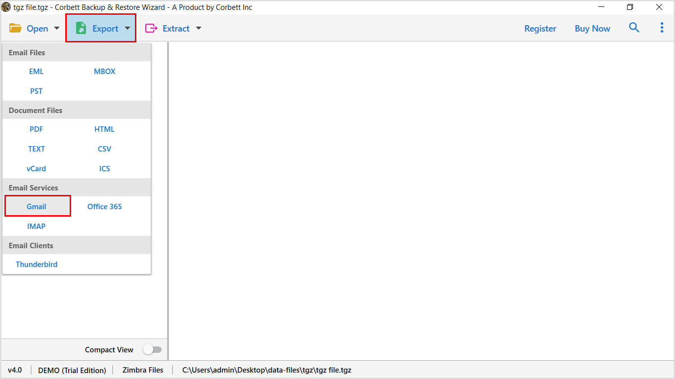 Import TGZ to Gmail by Using Zimbra to Google Mail Migration Tool